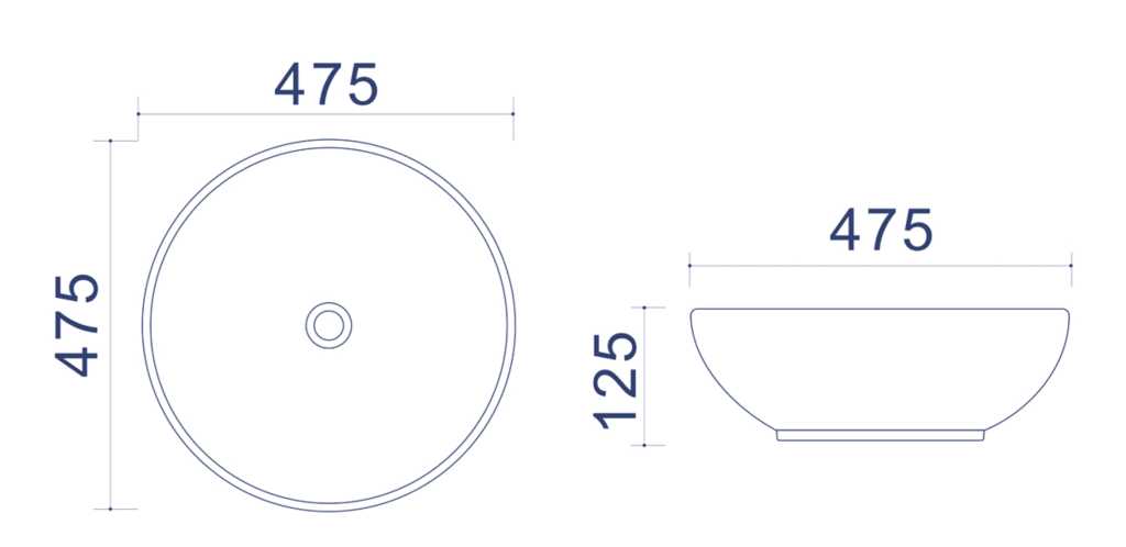 Umywalka nablatowa okrągła biała Lena XL UP4005-1 - UPTREND